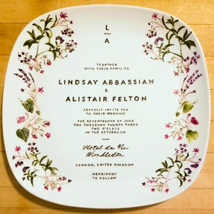 Wedding Plate Hand Painted, Wedding Invite Gift, Bridal Shower Gift ...