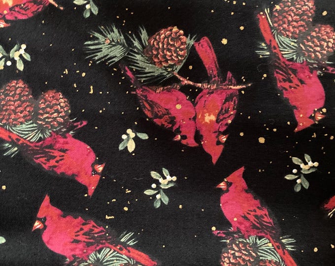 Cozy Winter Cardinals, Quilting Fabric, 100% Cotton, Fabric by the Yard ...