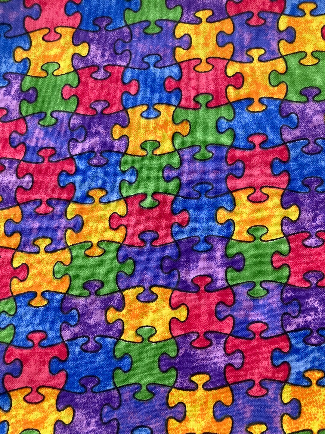 Jigsaw Puzzle Piece Fabric, Autism Awareness, Cotton Fabric, Quilting ...