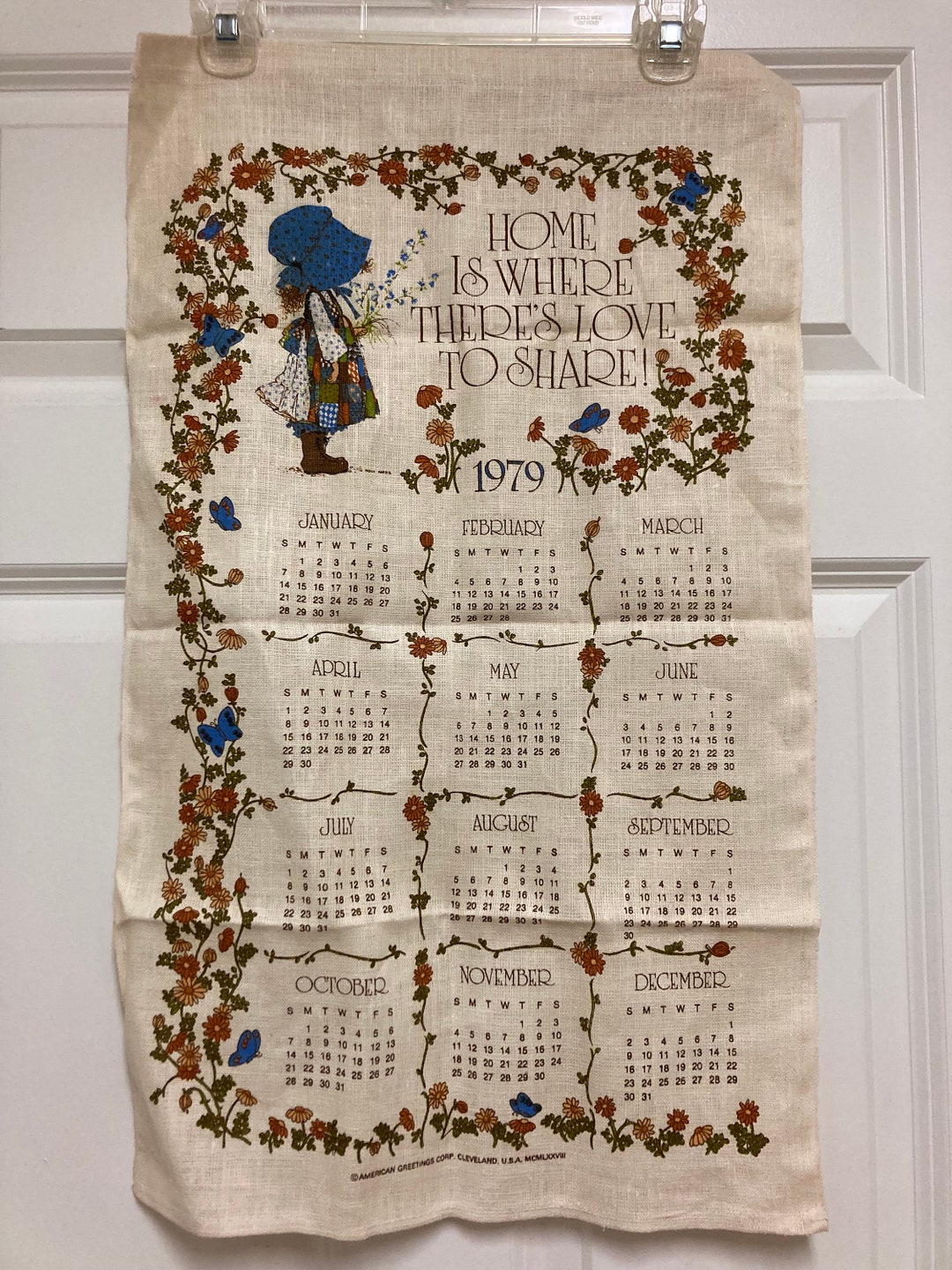 Vintage 1979 Holly Hobby Calender Dish Towel - Etsy