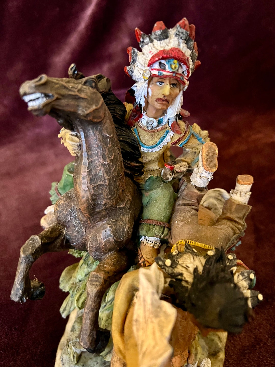 Native American Artwork~beautiful Statue of a Chief and Brave Hunting ...