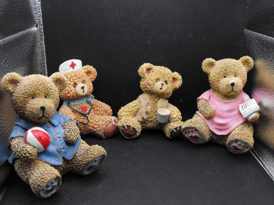 Set of 4 Resin Teddy Bears - Etsy