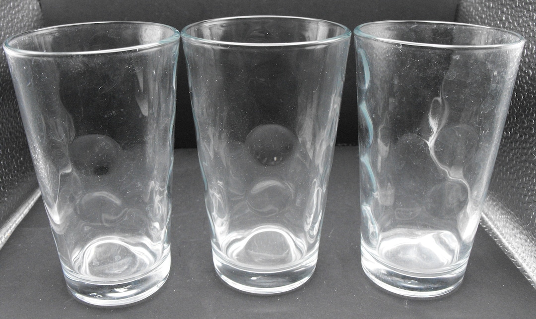 Set of 3 Libbey Clear Glasses - Tumblers, Dots, Circles, Dimples - Etsy