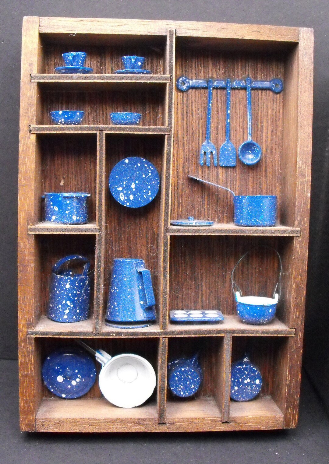 Kelly & Howard Miniature Dollhouse Cupboard With Miniature Dishes - Etsy