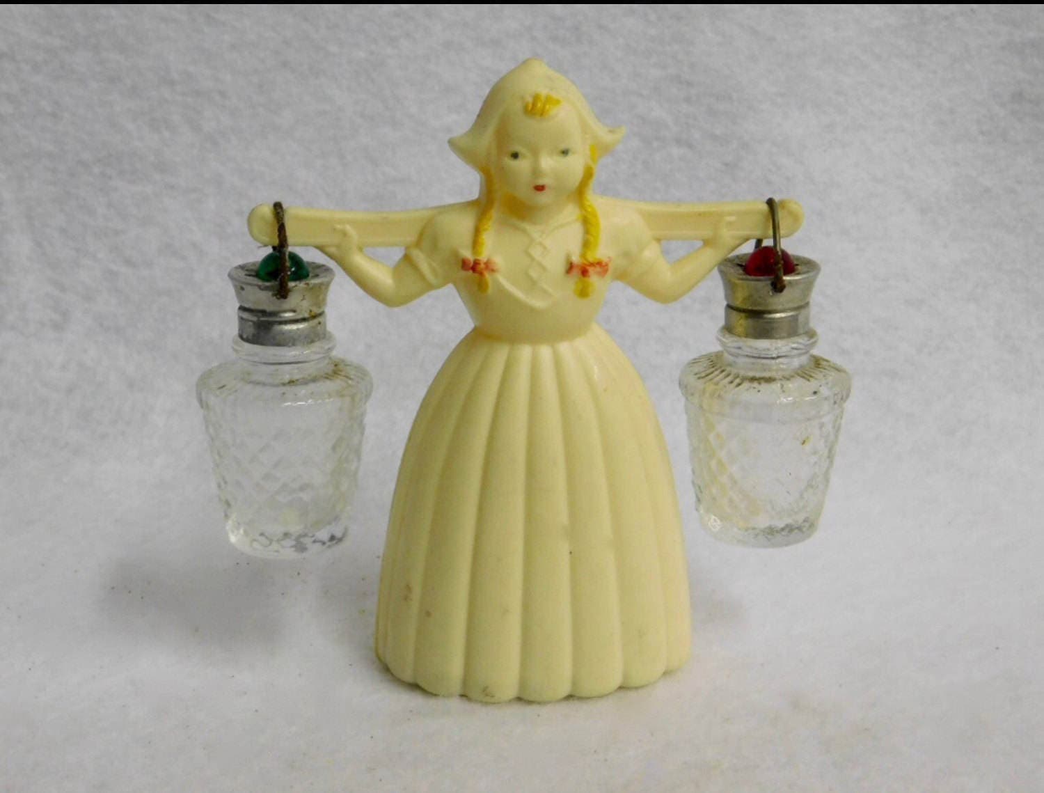 Vintage Plastic Dutch Girl With Glass and Metal Salt and - Etsy