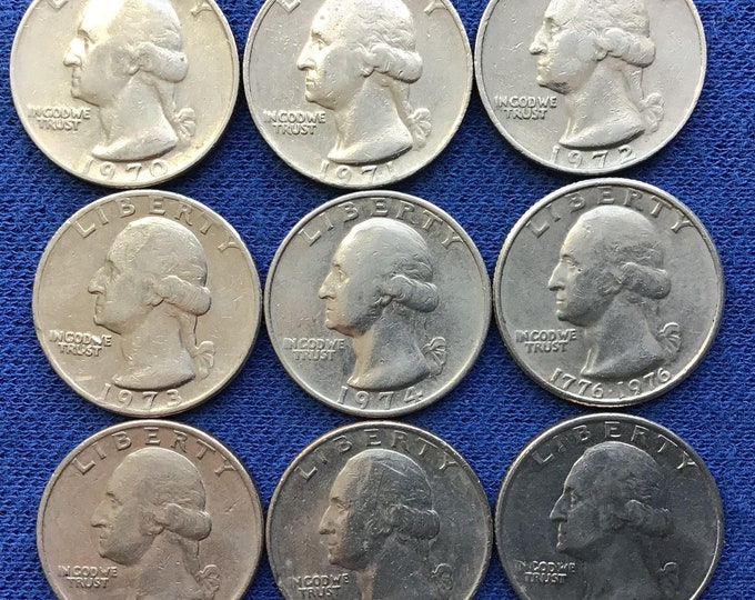 1970s Vintage Washington Quarters Set – US Coins, Bicentennial Quarter ...