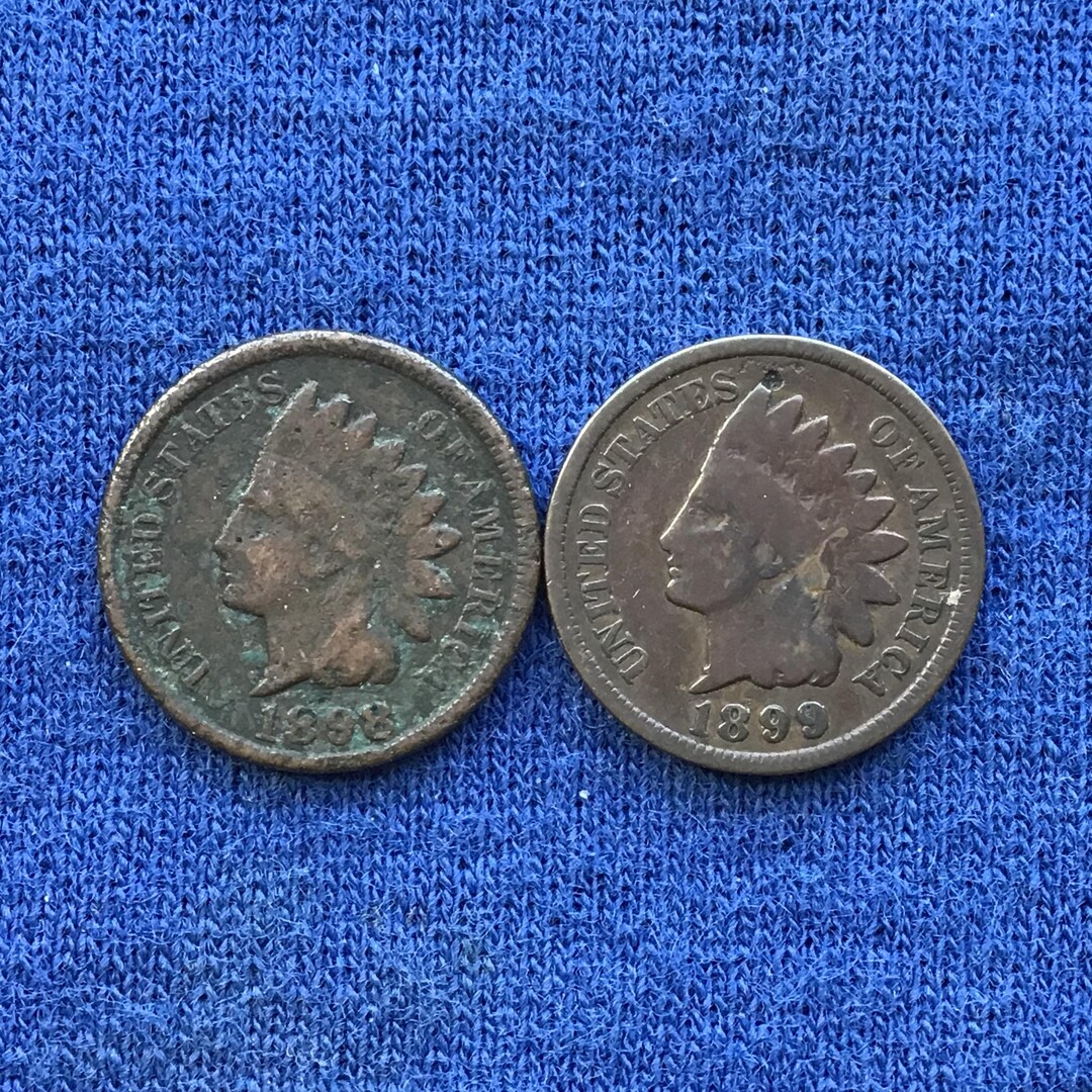 1898 1899 Indian Head Pennies, Old US Coins, Antique Copper Penny, Coin Collecting - Etsy
