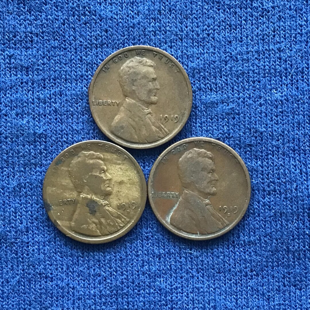 1919 PDS Lincoln Wheat Penny Set - Antique US Coins - Etsy