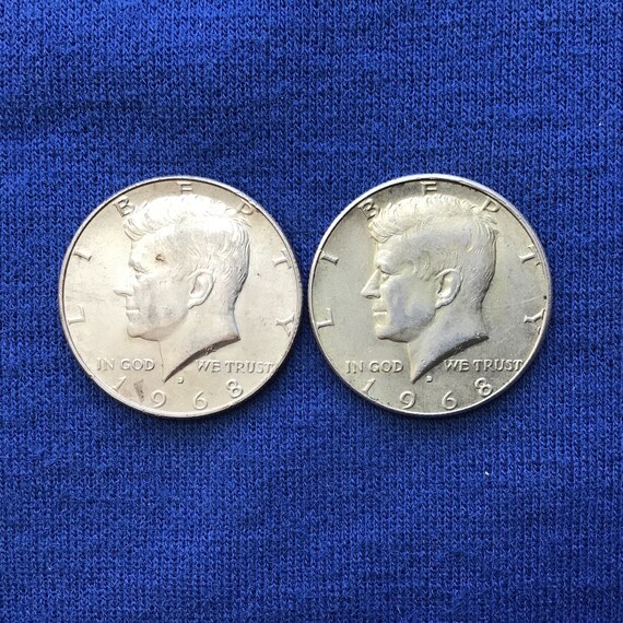1968 D Kennedy Silver Half Dollar Old US Coins for Collecting - Etsy