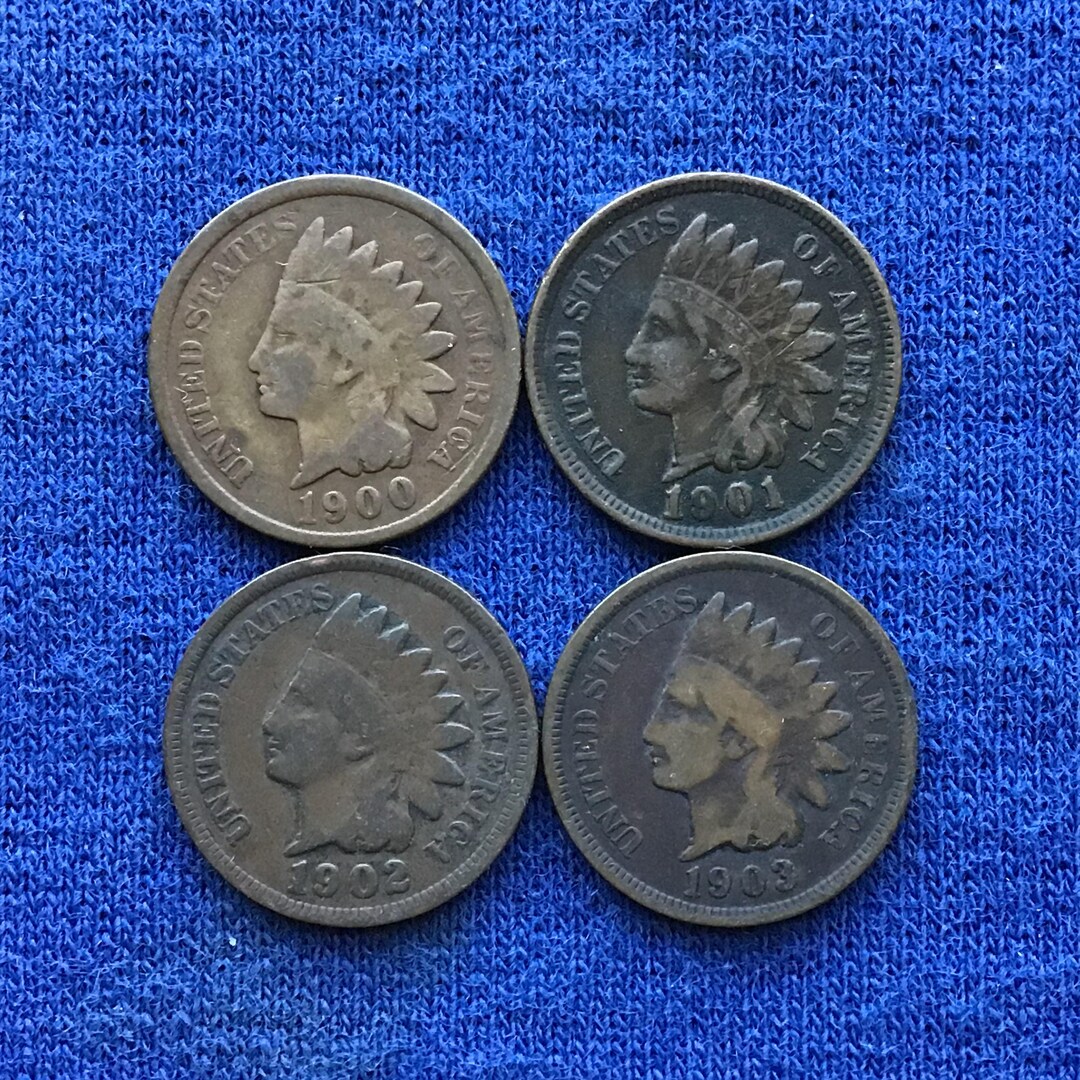 1900 - 1903 Indian Head Pennies, Old US Coins, Antique Copper Penny ...