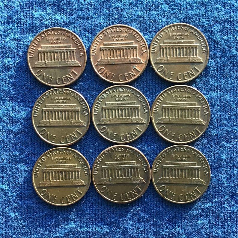 1982 P Lincoln Copper Penny Set, Large Date, Au-uncirculated, Lot of 9 ...