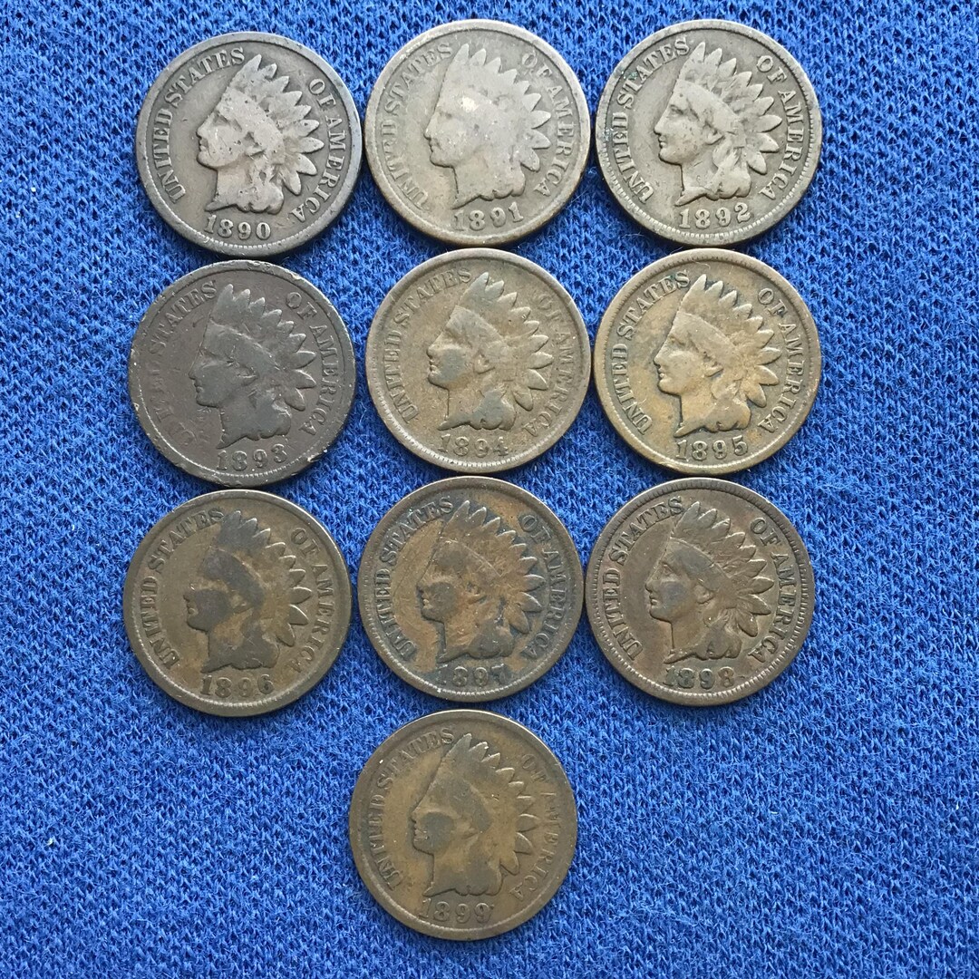 1890 - 1899 Indian Head Pennies, Old US Coins, Antique Copper Penny, Coin Collecting - Etsy