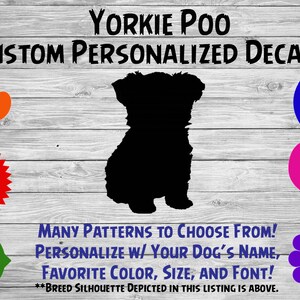 Yorkie Poo Terrier Personalized Dog Silhouette Vinyl Decal - Dog ...