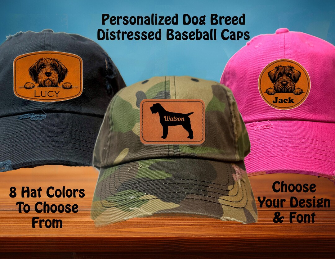 Wirehaired Pointing Griffon Personalized Distressed Baseball Cap Hat ...