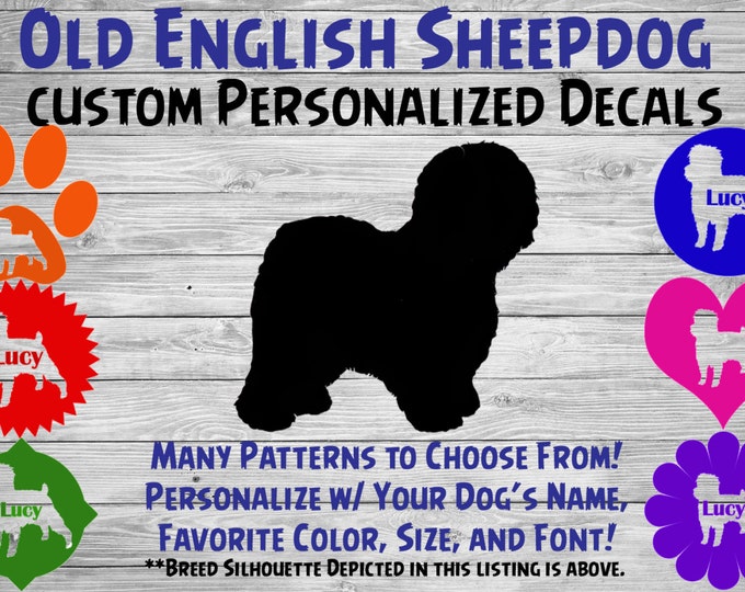 Old English Sheepdog on Board Car Window Sticker Shepherds Dog Sign ...