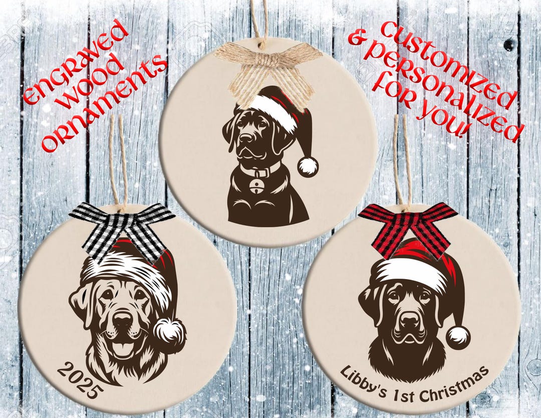 Labrador Retriever Dog Custom Personalized Engraved Wood Christmas Tree ...