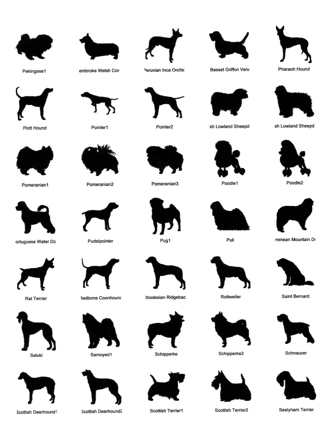 Dog Breed Silhouette Decal - Vinyl Sticker / Choose Your Size and Breed ...