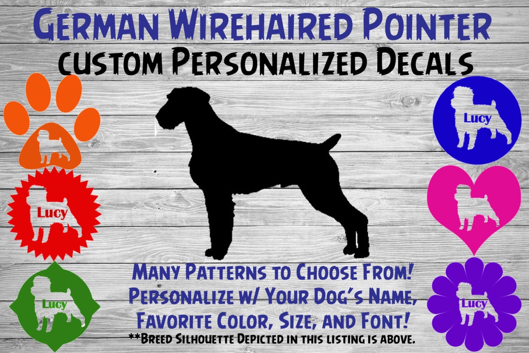 German Wirehaired Pointer Personalized Dog Silhouette Vinyl Decal - Dog ...