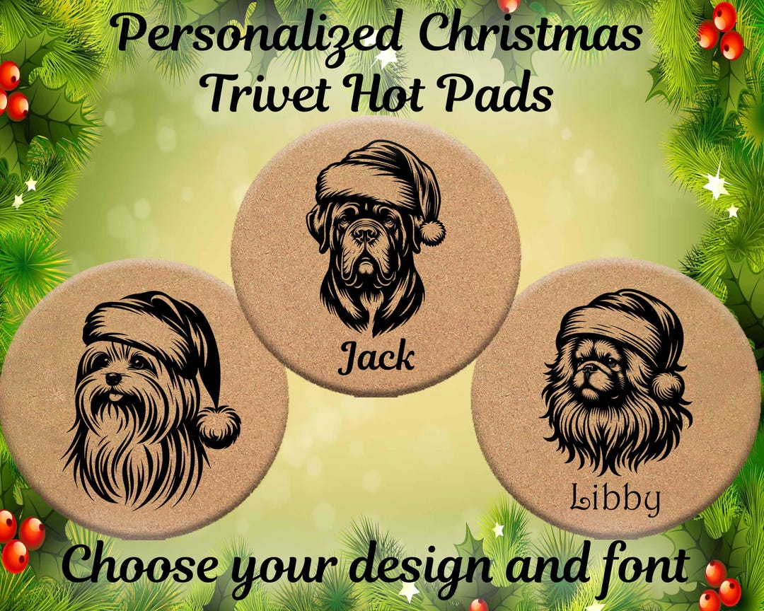 Maltese Mastiff Pekingese Personalized Cork Heat Pad Oven Trivet ...