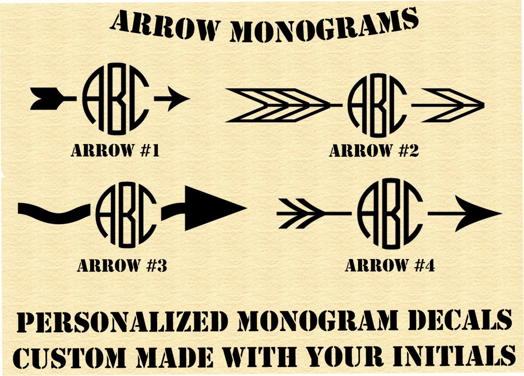 Custom Arrow Monogram Decal - Personalized Vinyl Sticker - Initials ...