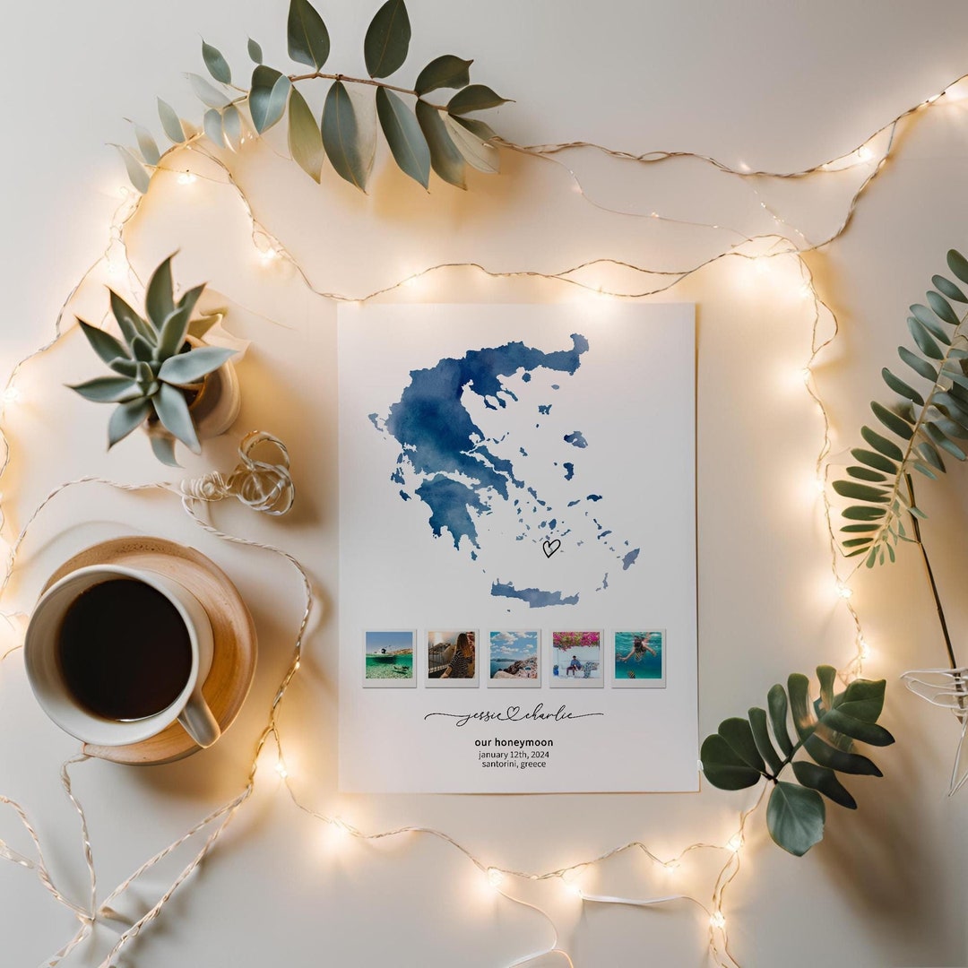 Editable Watercolour Greece Map Collage Template | Custom Travel ...