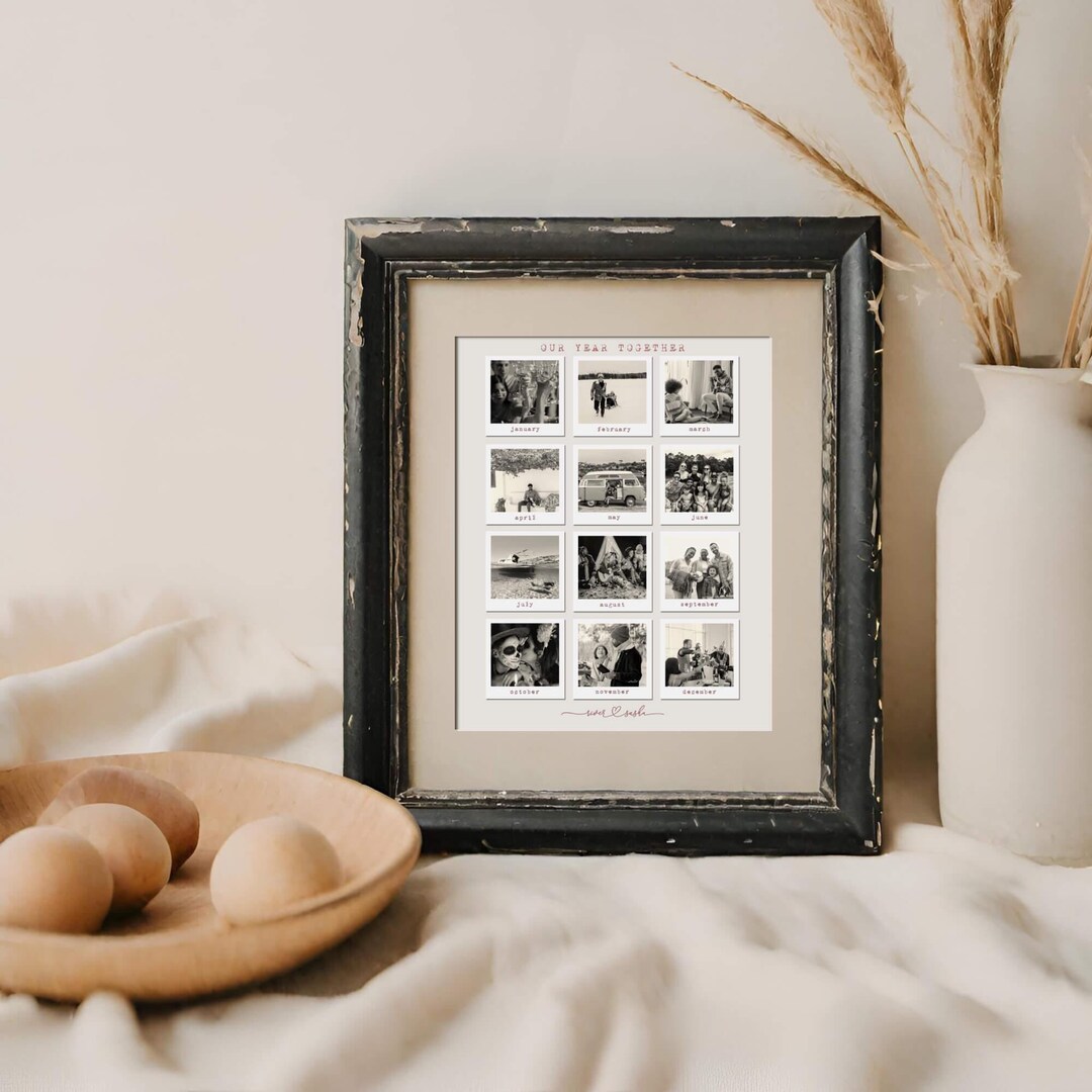 Editable Our Year Together Photo Collage Template | Sepia Custom 12 ...