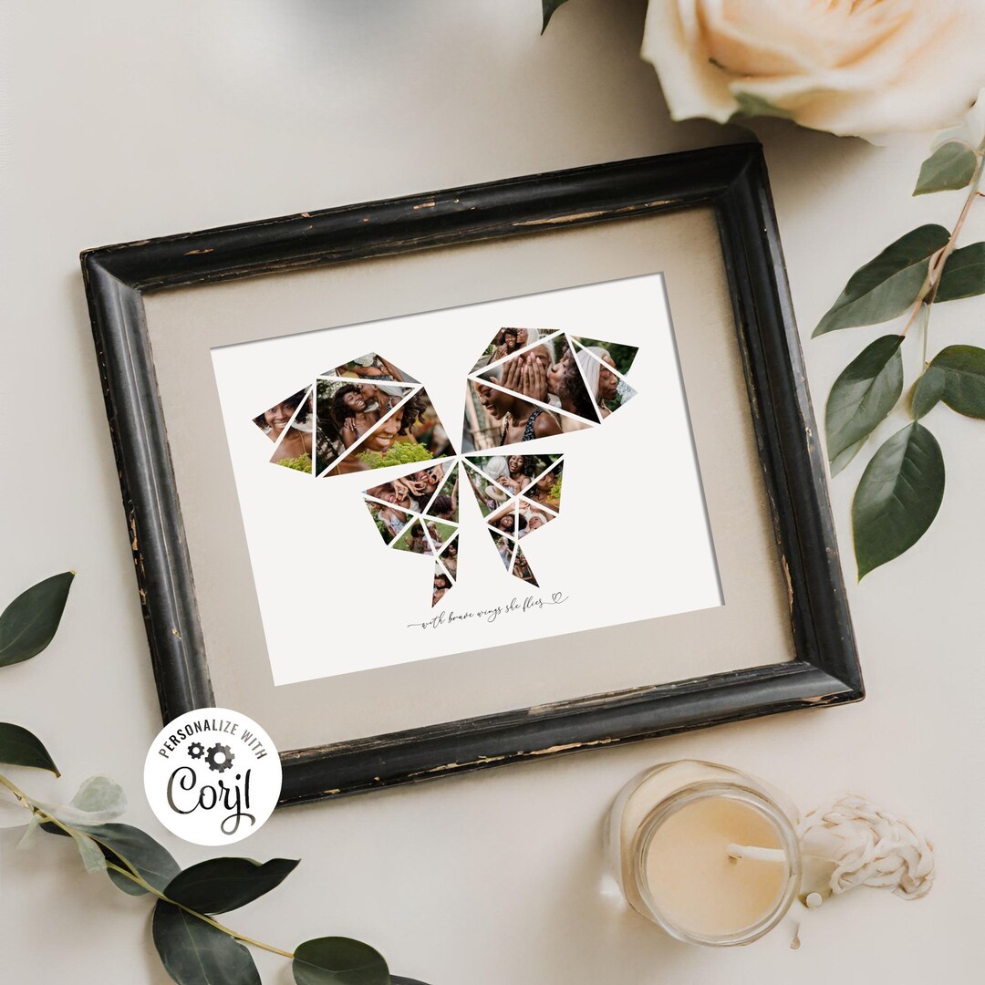 Editable Butterfly Photo Collage Template Personalized Wall Art - Etsy