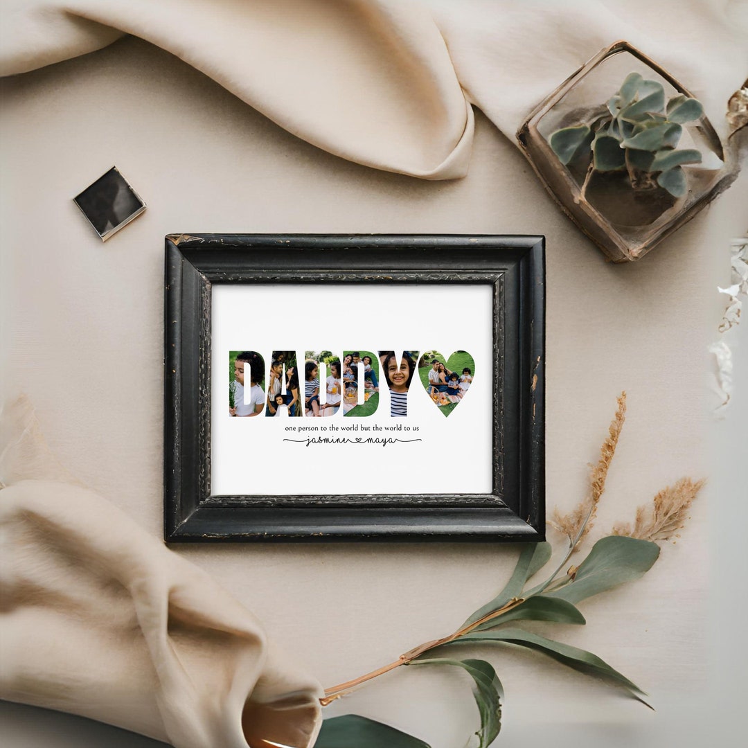 Editable Daddy Photo Collage Template | DIY Custom Picture Keepsake for ...