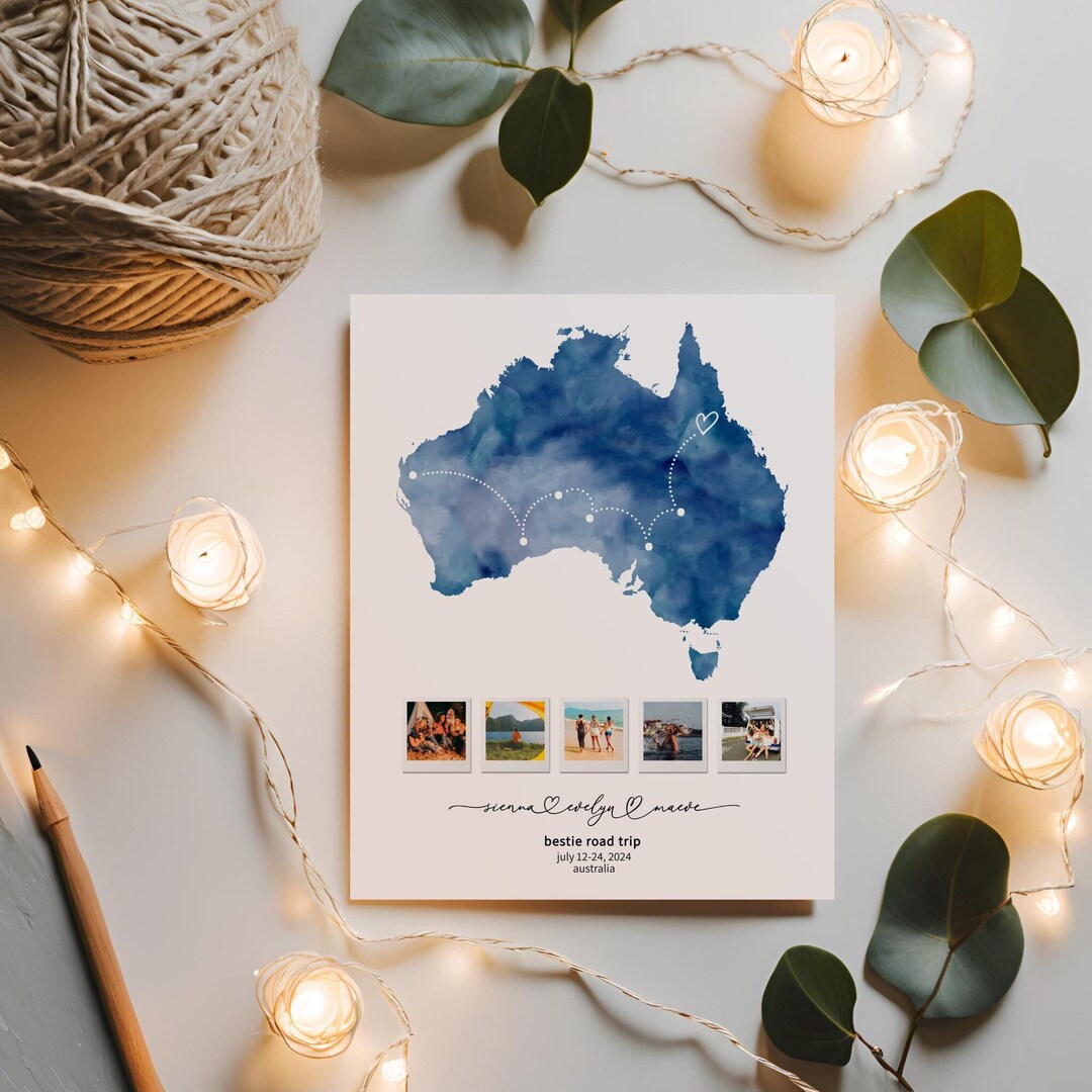 Editable Australia Map Collage | Travel Keepsake Template | Custom ...