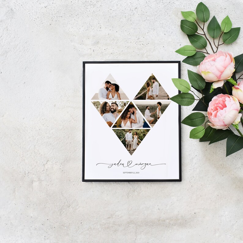 Editable Heart Photo Collage Template Personalized - Etsy
