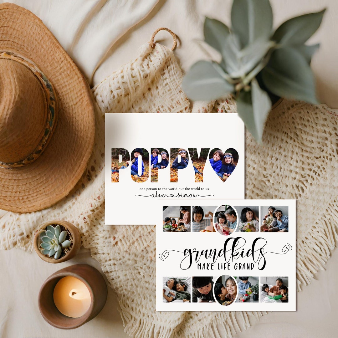 Editable POPPY and Grandkids Photo Collage Bundle Custom Wall Art Gift ...