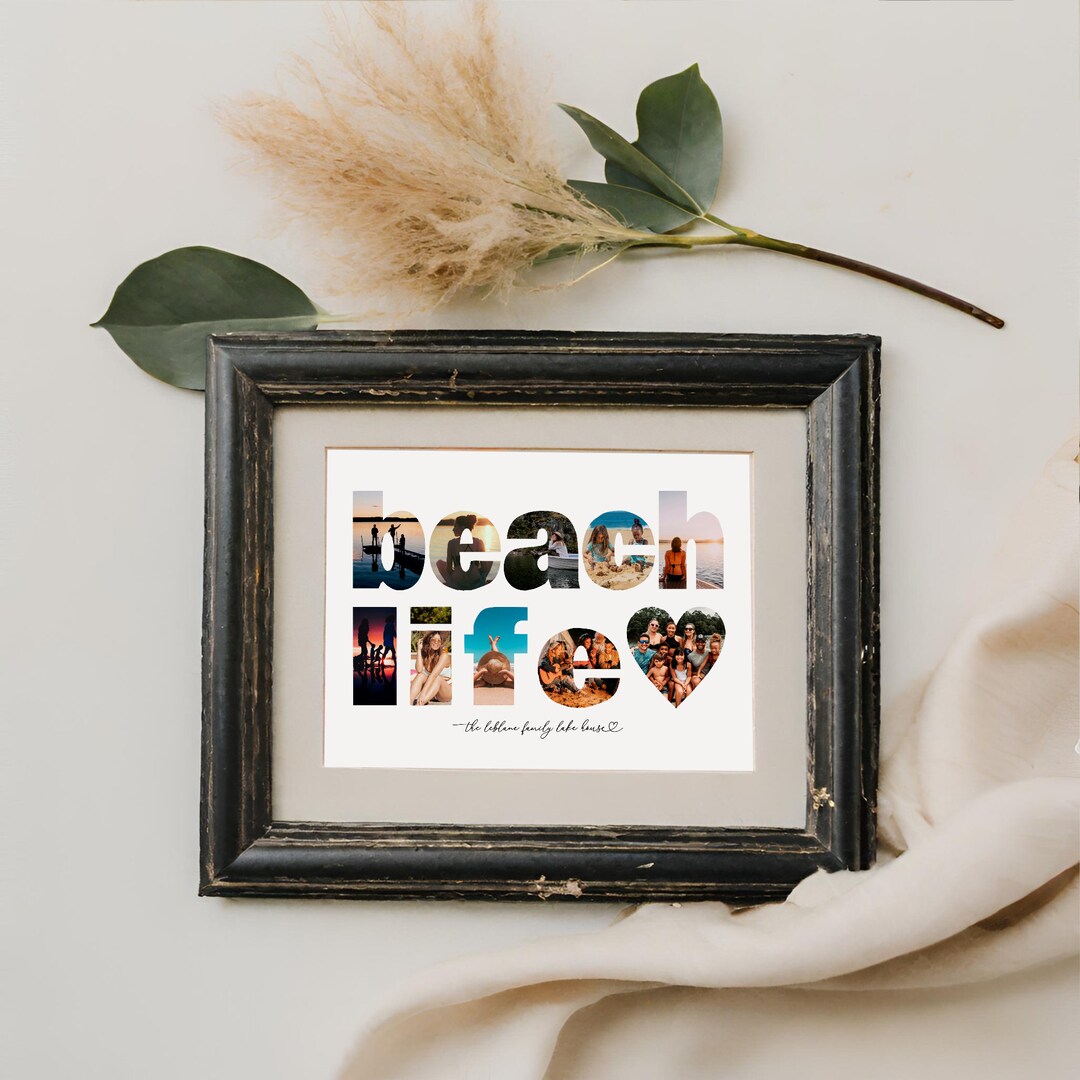 Editable Beach Life Photo Collage Template Beach House Personalized ...