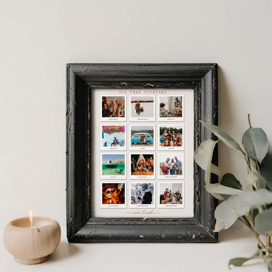 Editable Our Year Together Photo Collage | Custom 12 Month Memory Wall ...