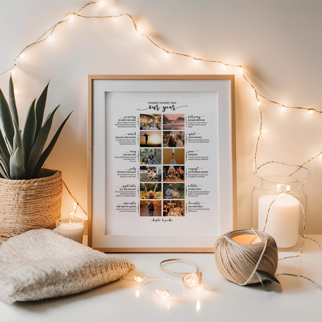 Editable Our Year Photo Collage Template | Custom Relationship Timeline ...