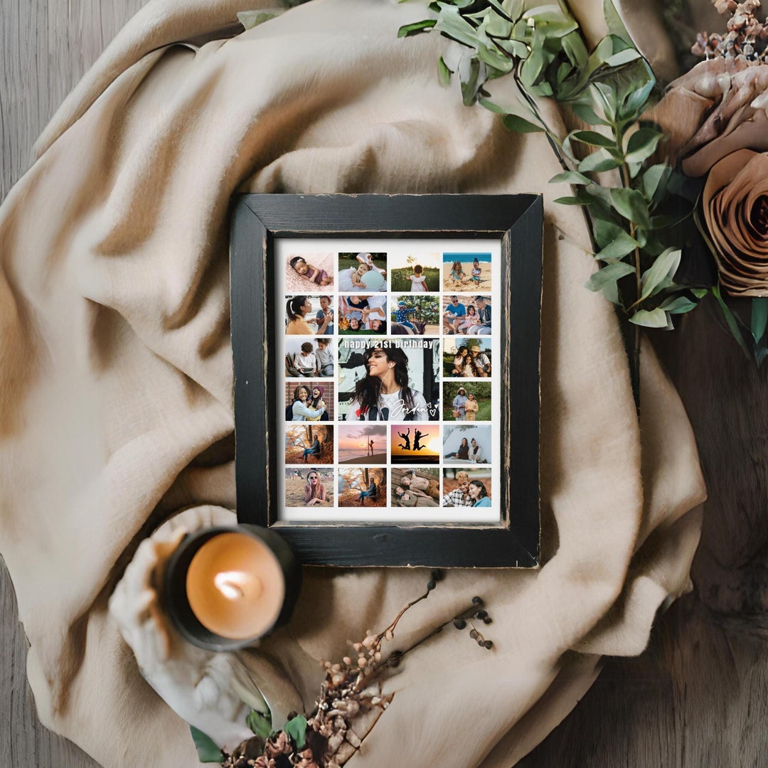 Editable 21st Birthday Photo Collage Template | DIY Custom Wall Art ...