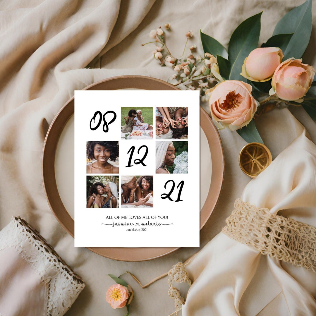 Editable Date Photo Collage Template | DIY Custom Keepsake Art for ...