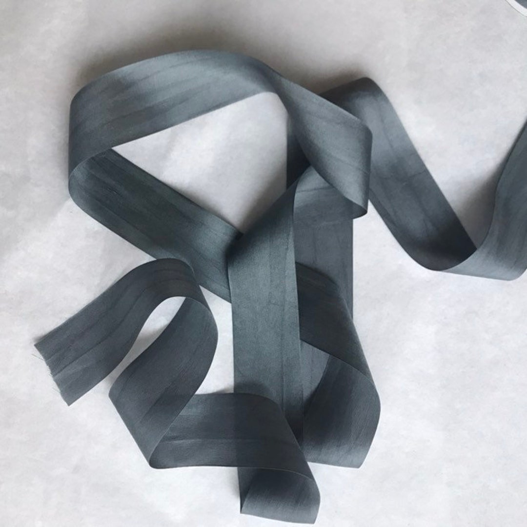 Pewter 1 3/8" Wide 100% Silk Taffeta Ribbon - Etsy