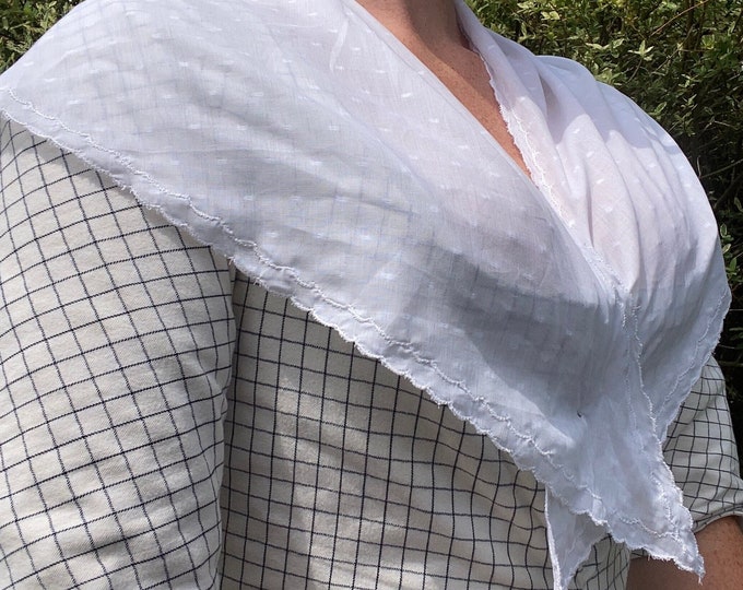 Fine White Dotted Cotton Voile Shaped Kerchief Fichu 18th Century ...