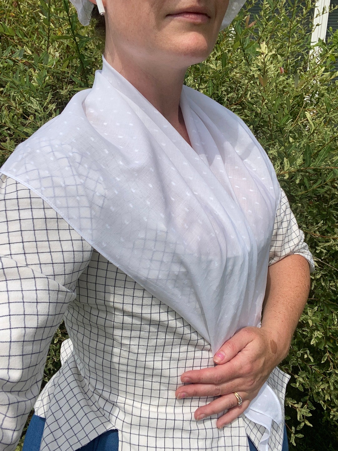 Fine White Dotted Cotton Voile Large Triangular Kerchief Fichu 18th ...