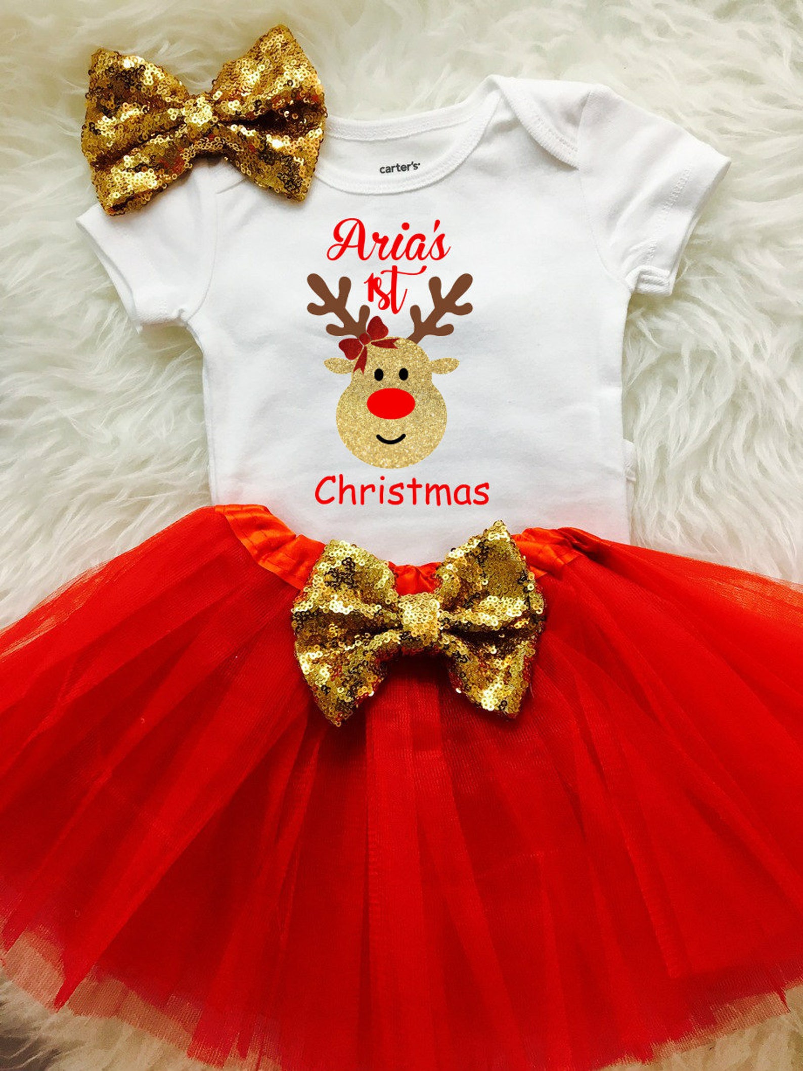 Baby Girl 1st Christmas Outfit My First Christmas Outfit | Etsy