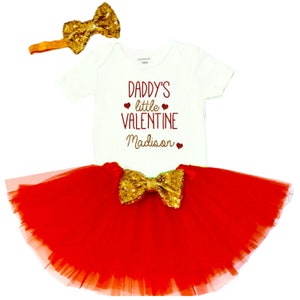 Daddy's Little Valentine Valentines Outfit Baby Girl 1st - Etsy