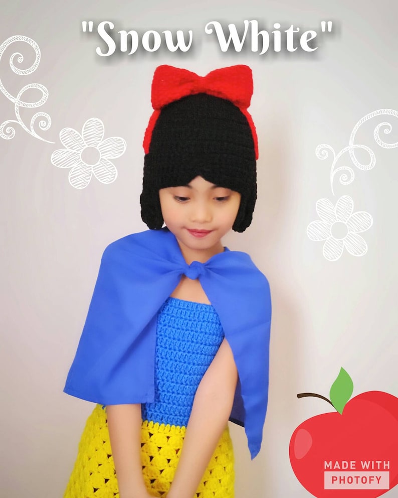 Snow White Wig Hat, Snow White, Disney Princess Snow White Hat, Snow ...