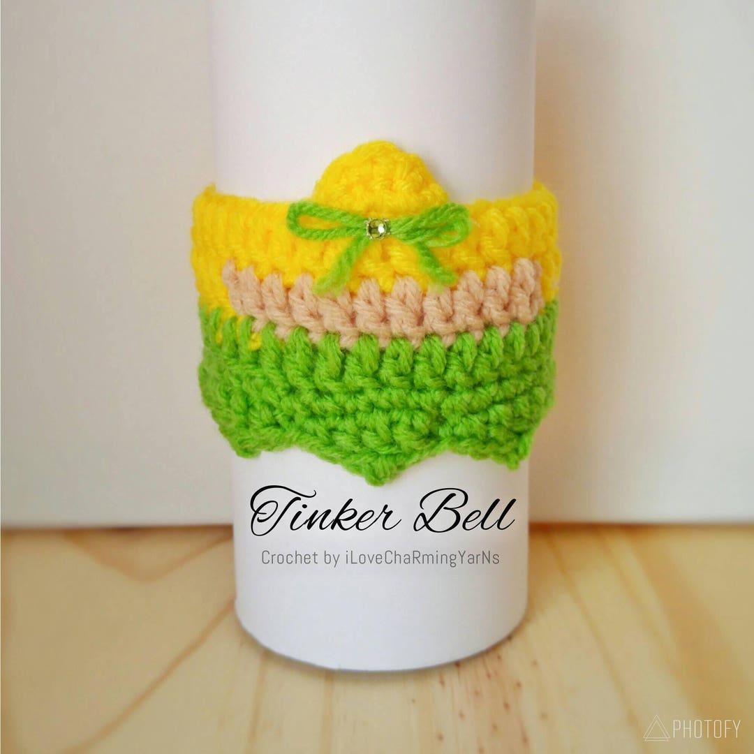 Tinker Bell Coffee Cup Cozy, Cup Cozy, Crochet Cup Cozy Disney Cup Cozy ...