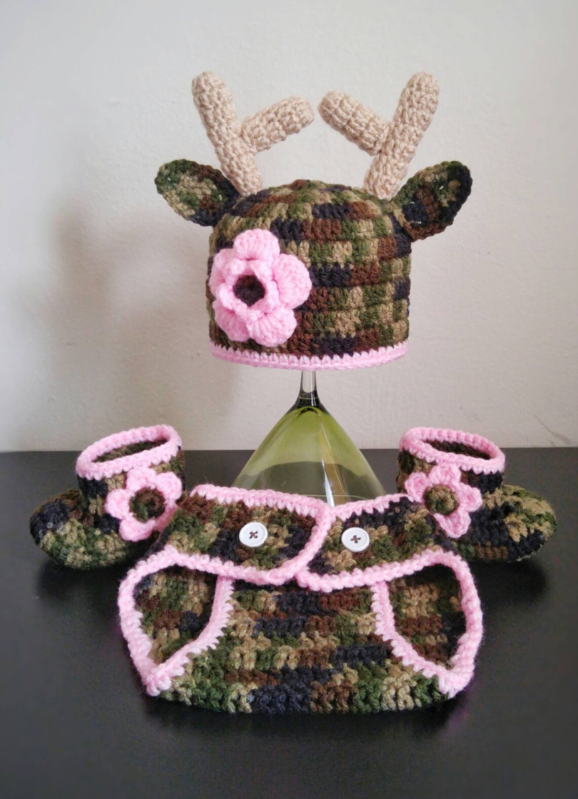 Crochet Camo Set,camo Baby Set,camouflage Baby Set,camo Crochet Hat ...