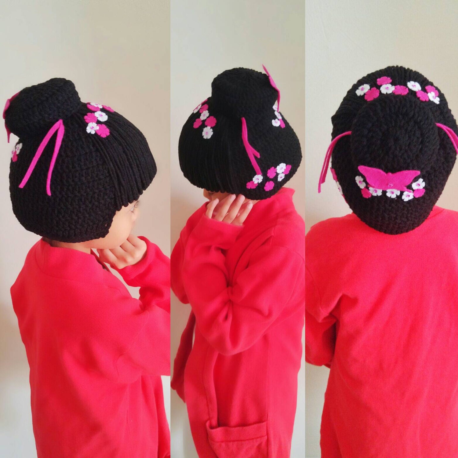 Geisha Geisha Crochet Wig Hat Japanese Geisha Costume Hat - Etsy Australia