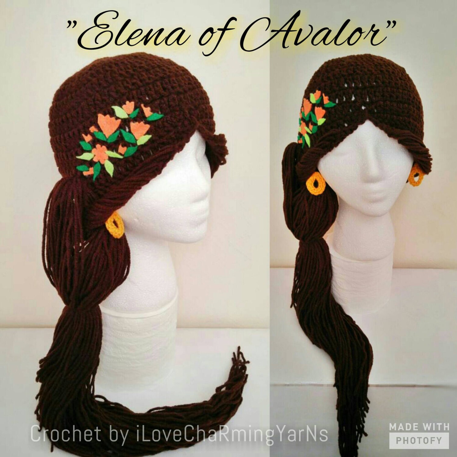 Elena of Avalor Crochet Wig Hat, Disney Princess Elena of Avalor Wig ...