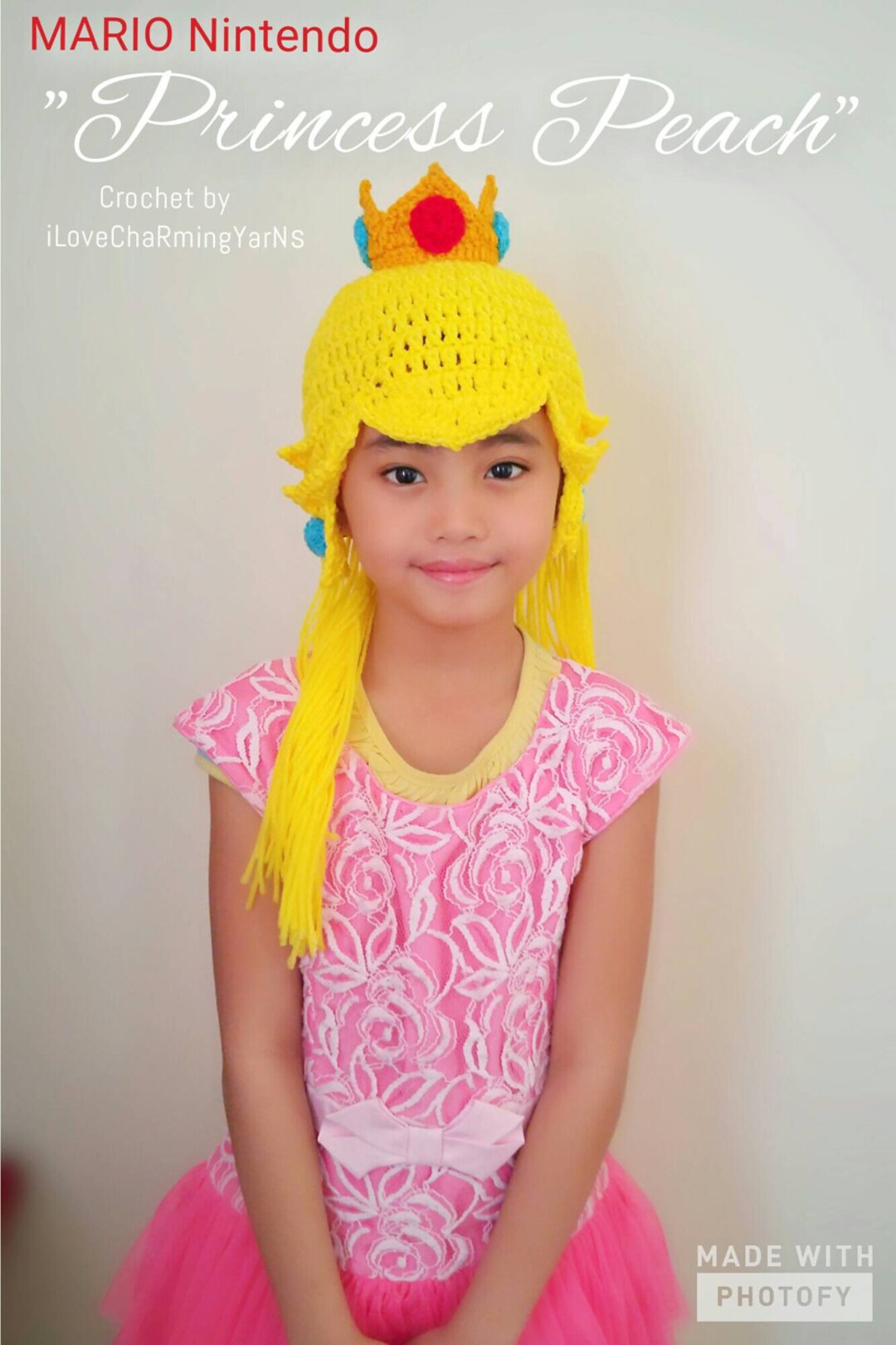 Princess Peach Crochet Wig Hat, Princess Hat Mario and Luigi, Nintendo ...