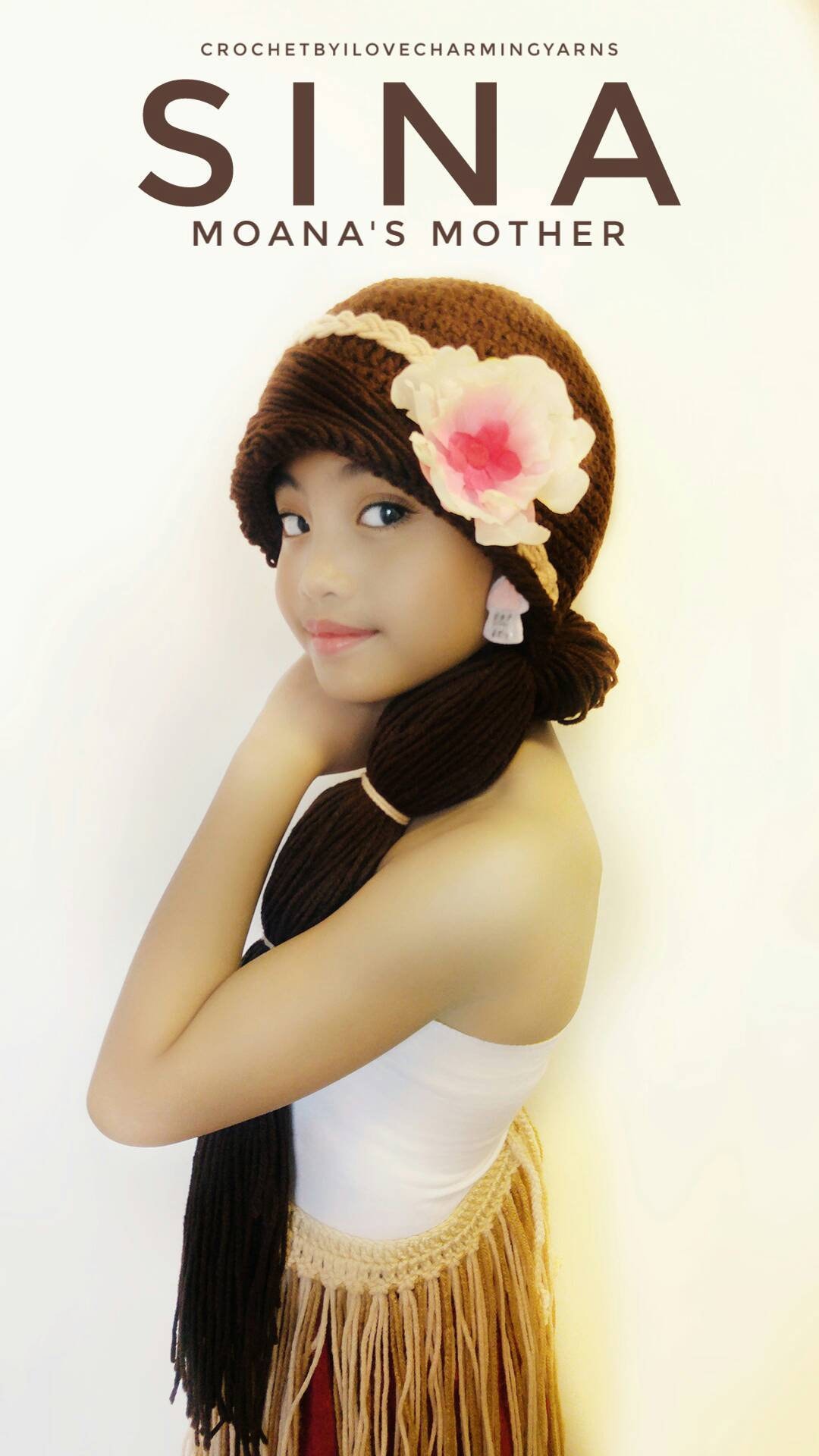 Sina Moana Wig Hat, Moana Mom Crochet Hat, Sina Crochet Hat, Moana ...
