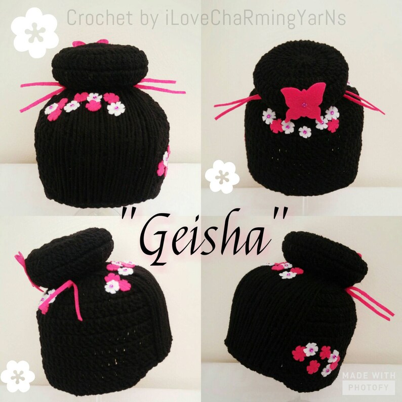 Geisha Geisha Crochet Wig Hat Japanese Geisha Costume Hat - Etsy Australia