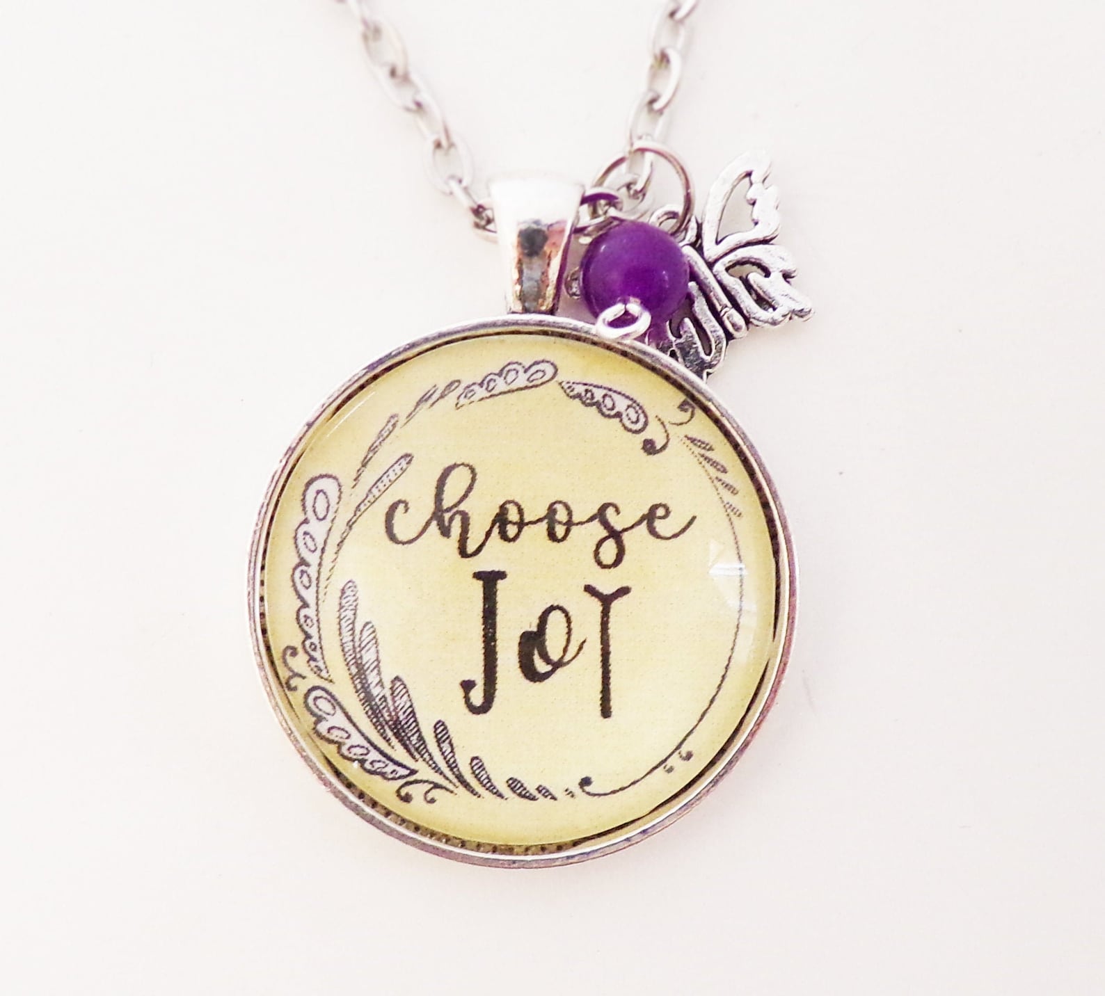 Choose Joy // Necklace or Key Chain Bronze Pendant With - Etsy
